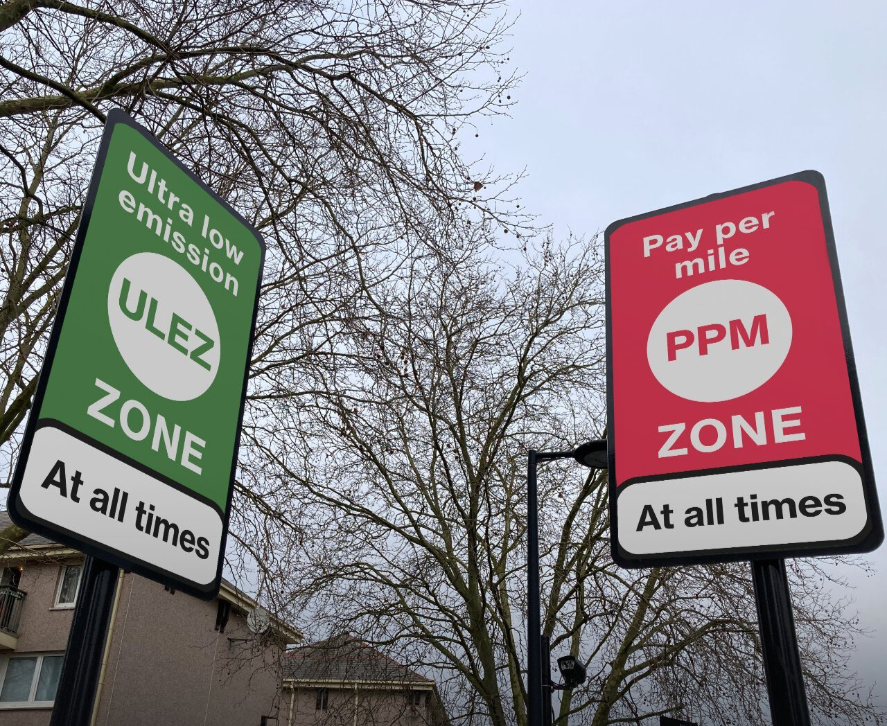 Critics attack pay-per-mile fake sign - EC1Echo